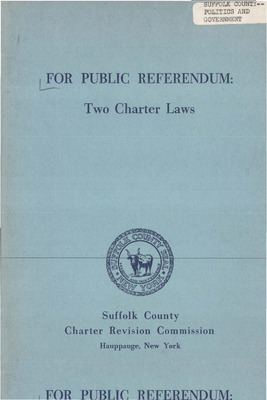 "For public referendum :two charter laws" by Charter Revision Commission.