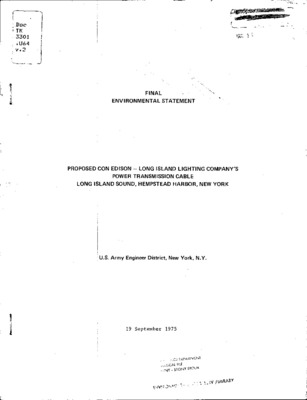 "Proposed Con Edison Island Lighting Company’s power transmission cable ...