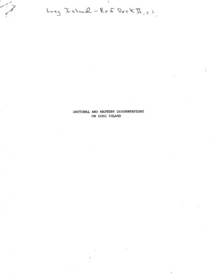 "Doctoral and Masters Dissertations on Long Island" by Stony Brook ...